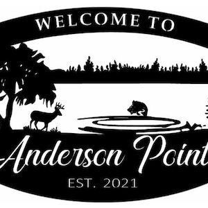 Metal Sign LAKE Jumping Fish Sign , Deer Lake Sign Customized With Your ...