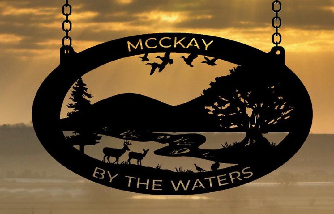 Oval Metal RIVER HILLS SIGN ,personalized Metal Stream Sign, Personal ...