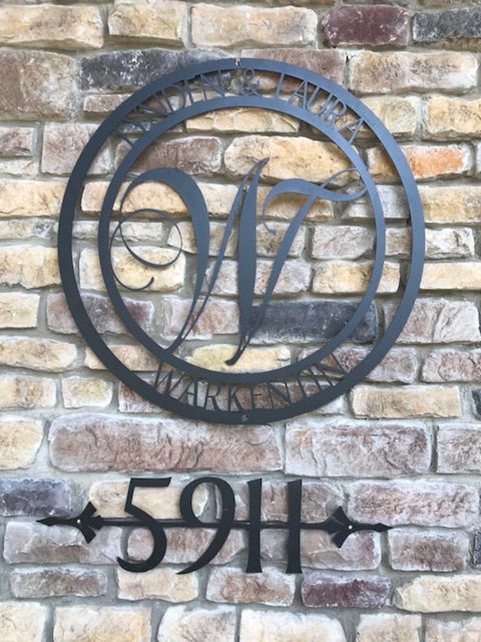 Metal Monogram , Black Textured Baked on Finish, Monogram , Laser Cut ...