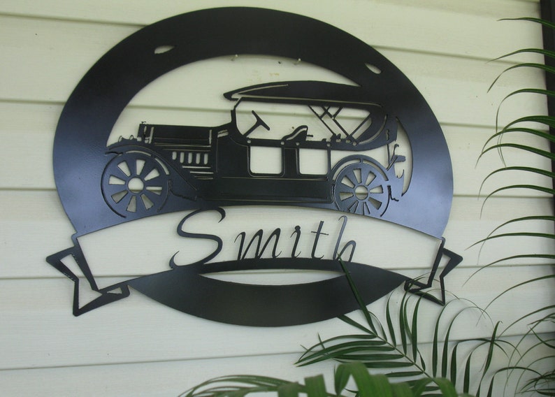 Metal CLASSIC CAR sign with classic car or Corvette | Etsy