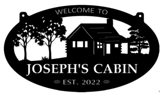 Metal CABIN Sign laser Cut Cabin Sign Cabin on a Hill - Etsy