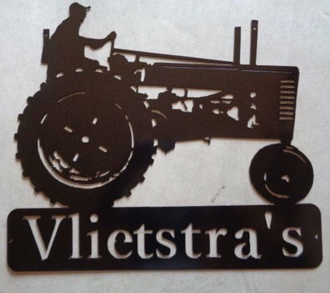 Metal Tractor Sign With Farmer on Antique Tractor - Etsy