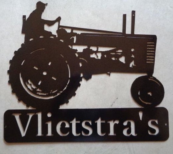 Metal Tractor Sign With Farmer on Antique Tractor | Etsy