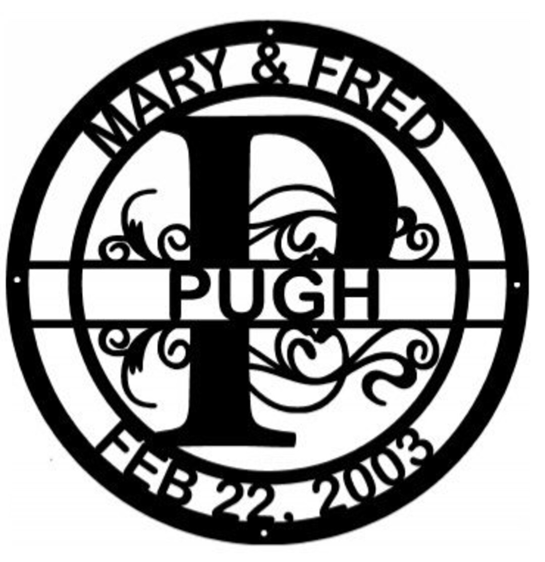 Metal Monogram , Black Textured Baked on Finish, Monogram , Laser Cut ...