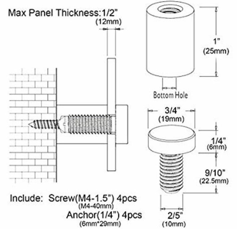 STAND off STUDS for SIGN Mount in Polished Chrome Aluminum | Etsy