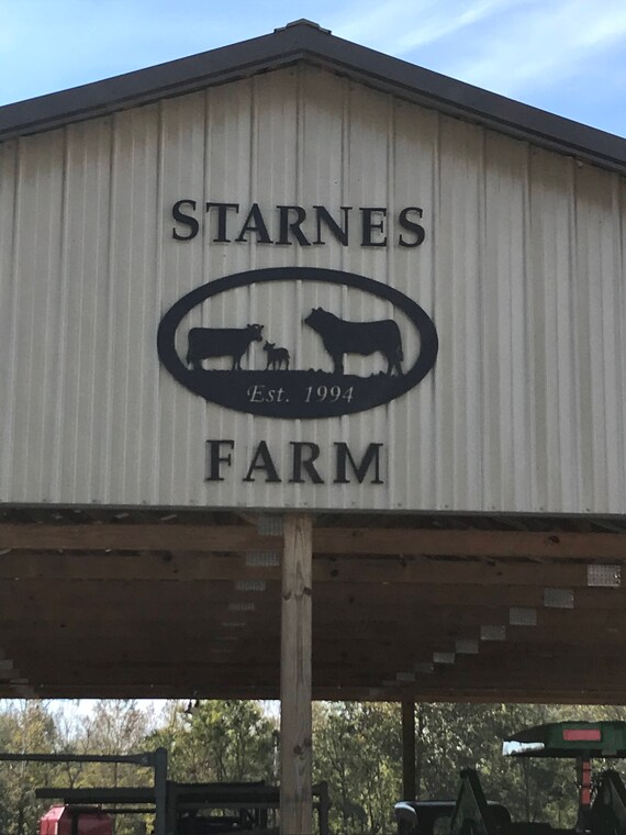 HUGE FARM SIGNCow Calf Bull Metal Sign with Metal letter farm | Etsy