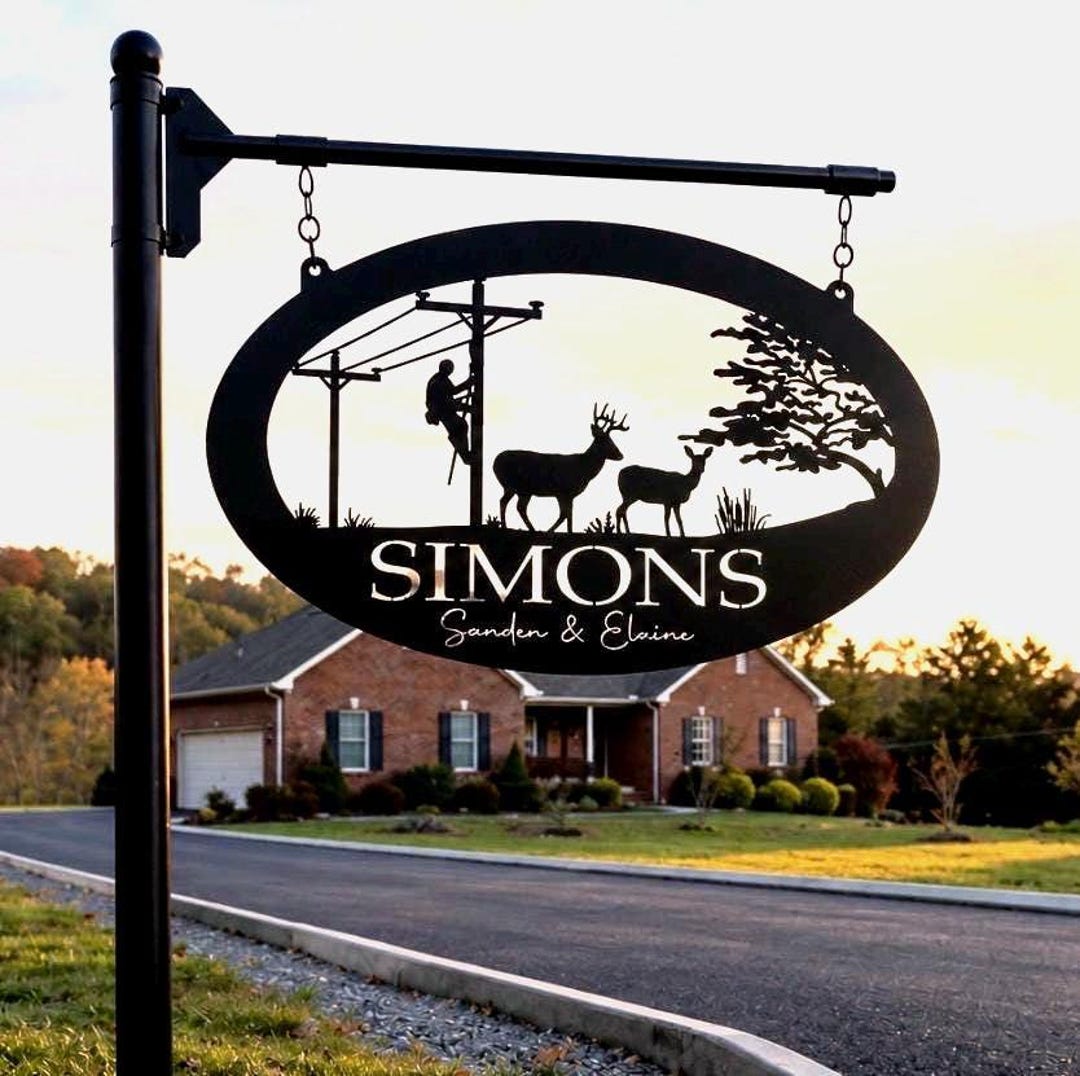 Lineman Metal Sign Custom Name Personalized Entrance Outdoor House ...
