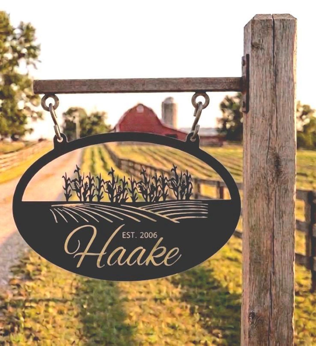 Metal Corn Farm Sign Personalized Farmer Gift Outdoor Metal Marker ...