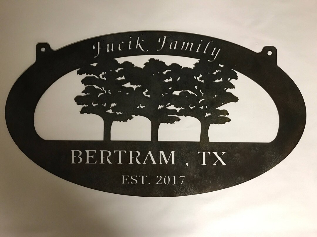 Metal TREE Sign With Three Trees Customized With Your Name - Etsy