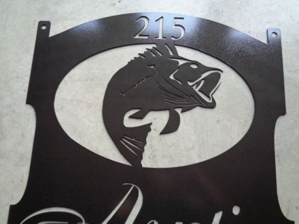 Metal Bass Sign With Wide Mouth Bass Fish - Etsy