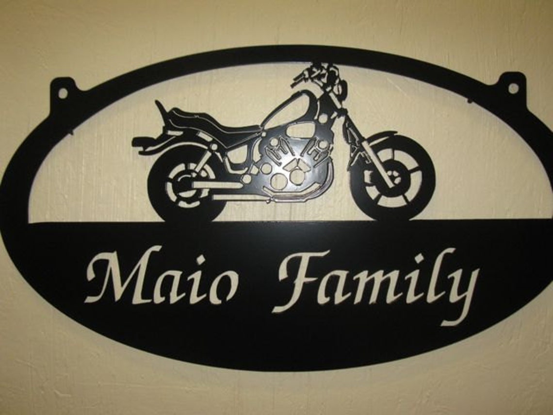 Metal MOTERCYCLE Sign MOTERCYCLE and Custom Name - Etsy