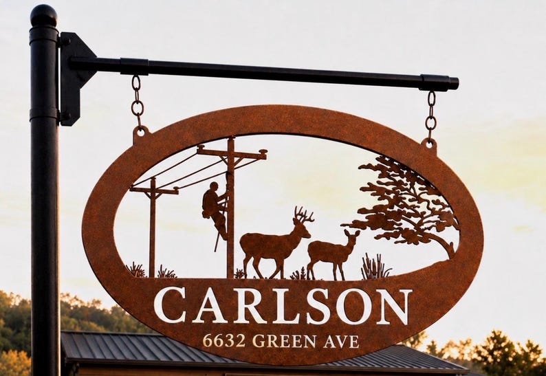Lineman Metal Sign Custom Name Personalized Entrance Outdoor House ...
