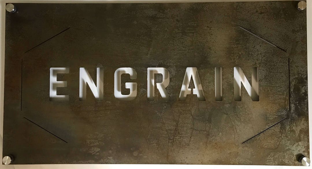 Metal Logo Sign With YOUR LOGO in Bronze Patina Finish With Clear Coat ...