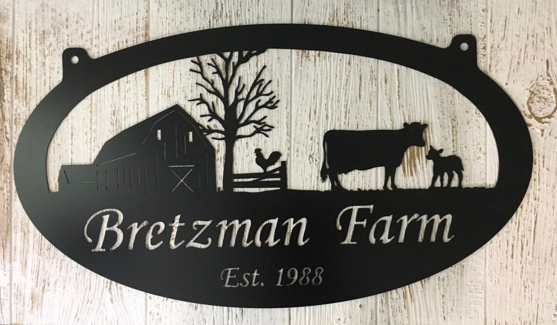 Metal Farm Sign, Cattle Farm Sign,barn Cow Calf Chicken Sign,metal Barn ...