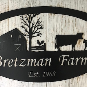 Metal Farm Sign, Cattle Farm Sign,barn Cow Calf Chicken Sign,metal Barn ...