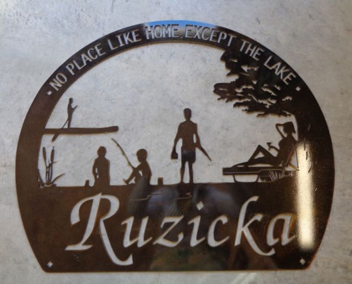 Metal FISHING Sign Fishing Family by the Lake SIGN With Your - Etsy