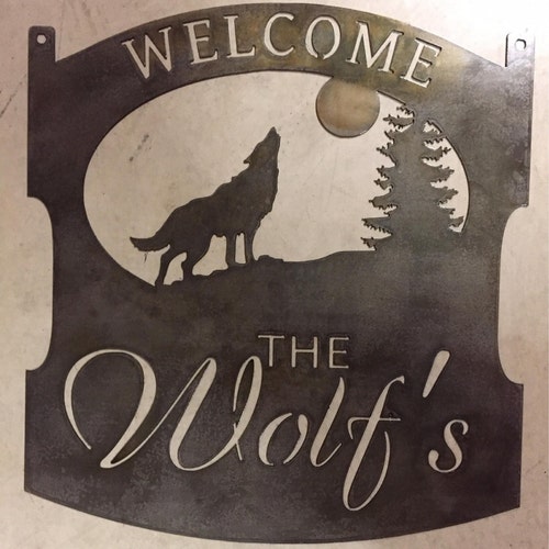 Metal WOLF SIGN 2ft or 3ft Custom Name Wolf Sign - Etsy