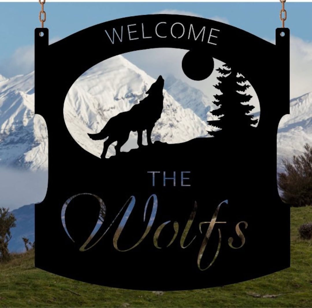 3ft WOLF Sign, Metal WOLF Sign With WOLF Howling at the Moon - Etsy