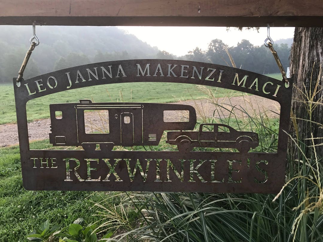 Personalized Camper Sign, Metal Camper Sign , CAMPER and Pickup Truck ...