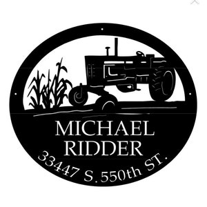 Personalized, Metal FARM Sign With Old Tractor and Corn Stslks - Etsy