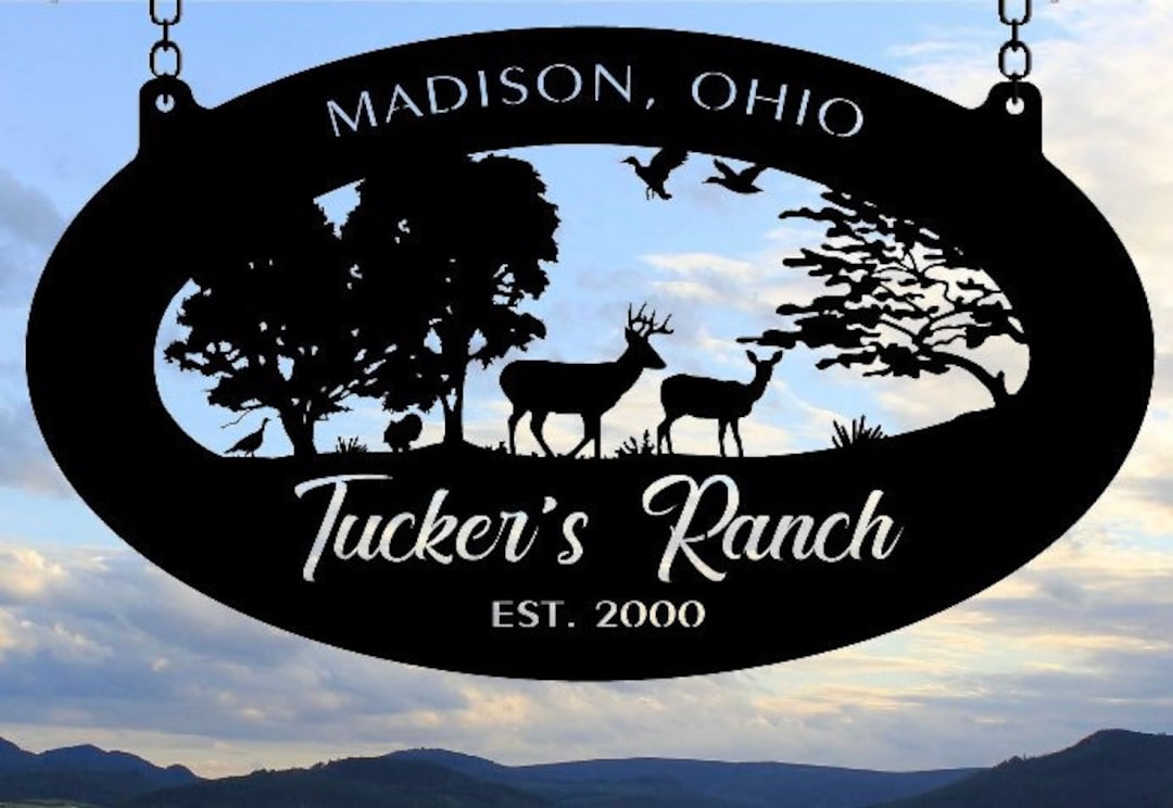Metal WILDLIFE Sign With DEER TURKEY Sign , 4 Ft or 3ft Sign Customized ...