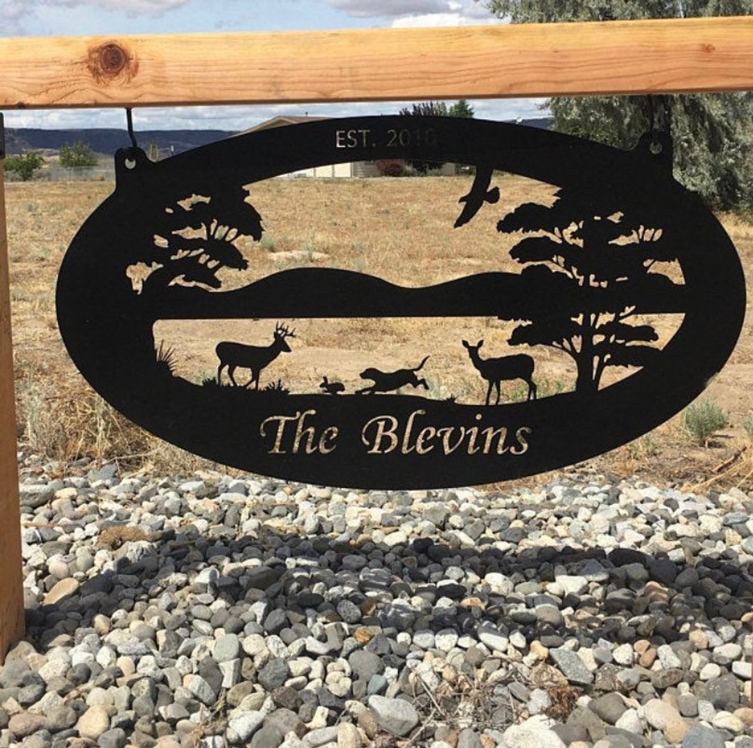 3ft Metal Sign With BUCK, DOE, BEAGLE and Rabbit Scene Customized With ...
