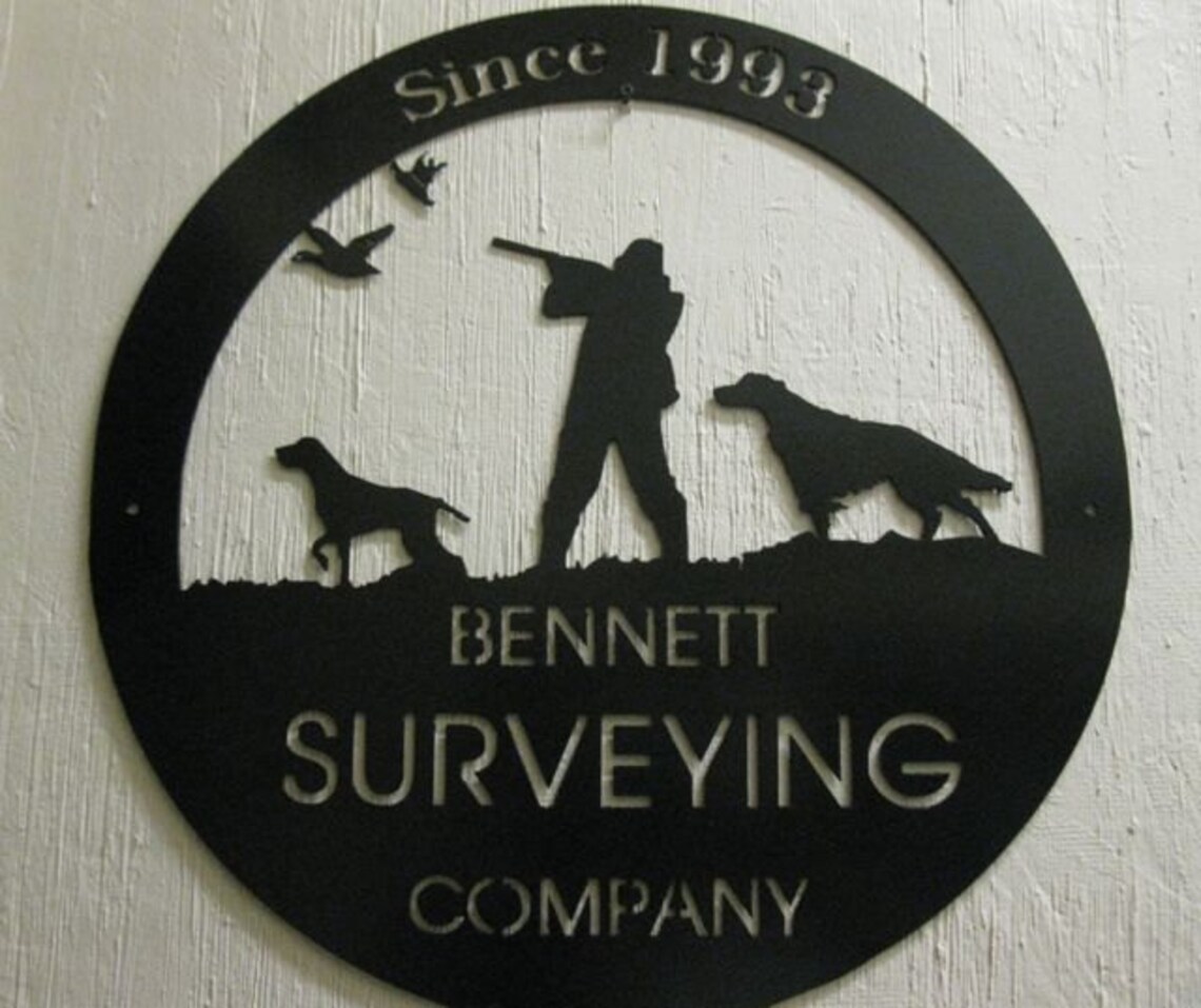 Metal HUNTER Sign With Hunter Dog in Black Powder Coat | Etsy