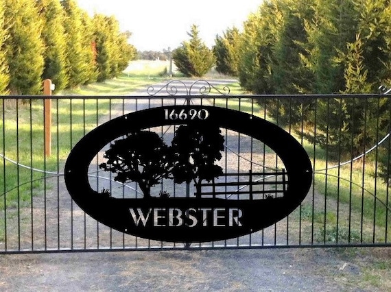 Large Metal Sign With Oak Tree Fence Customized With Your Name - Etsy