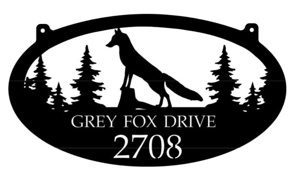 Metal Fox Address Evergreen Sign | Etsy