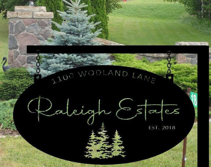 Oval METAL Evergreen SIGN ,personalized Metal Sign, Personal Door Sign ...