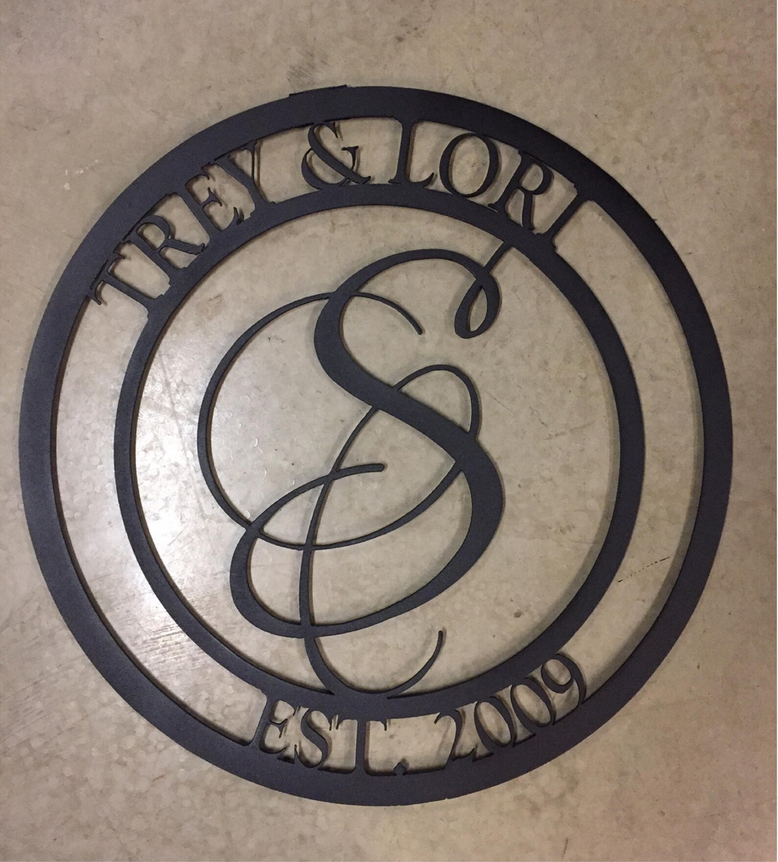 Metal Monogram , Black Textured Baked on Finish, Monogram , Laser Cut ...