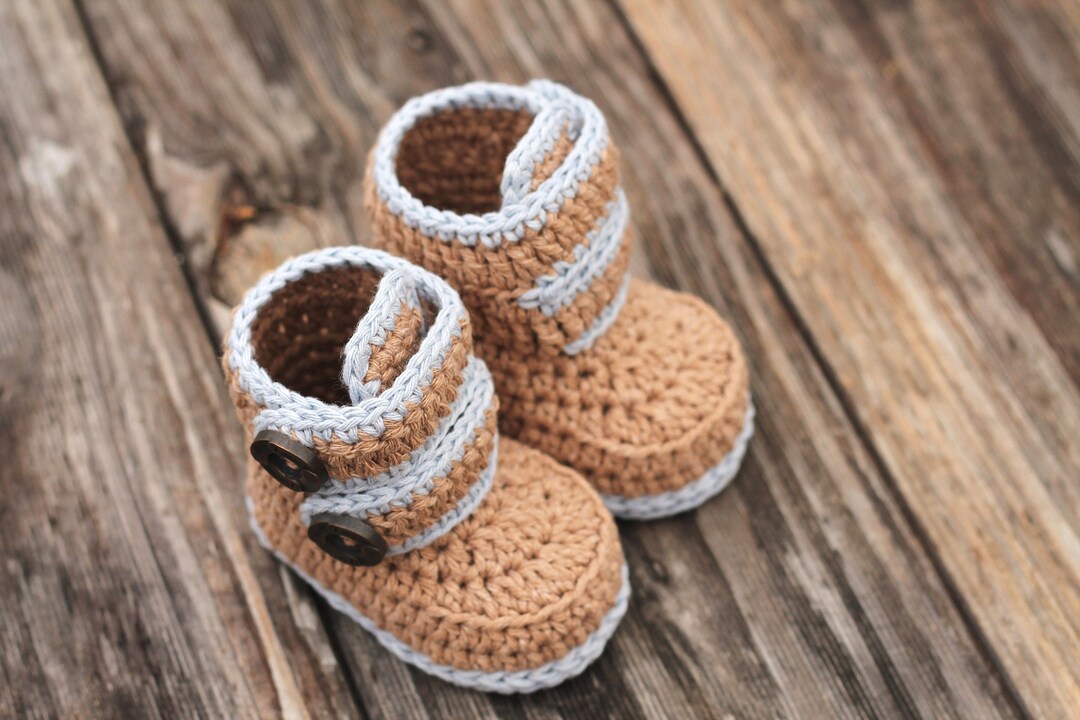 CROCHET PATTERN - Baby Booties, Baby Boy Booties "kohl Button Boot ...