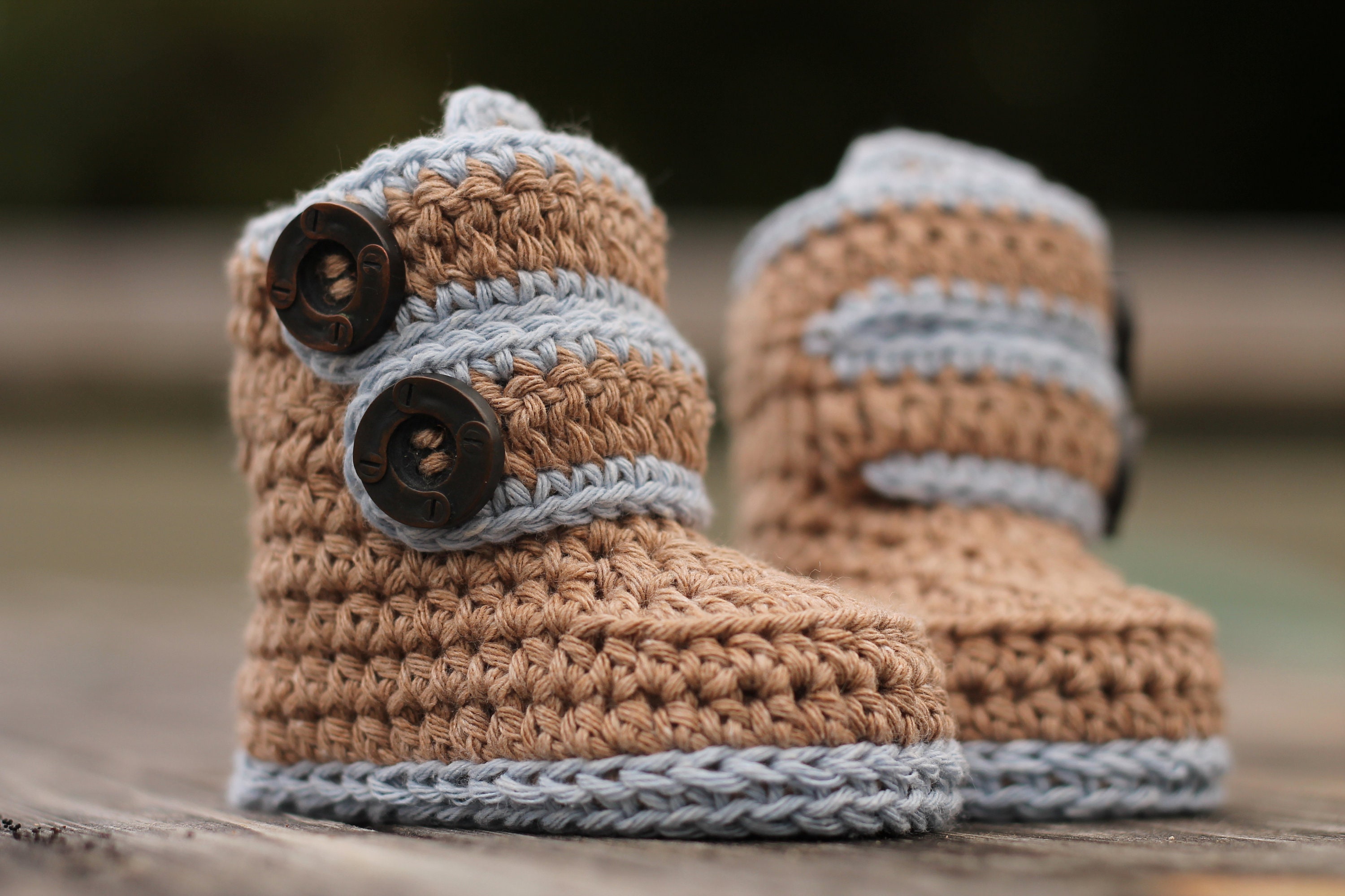 CROCHET PATTERN - Baby Booties, Baby Boy Booties 