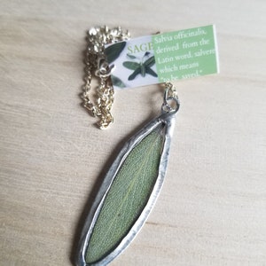 Sage Necklace, Pressed Flower Necklace, Terrarium Necklace, Herb ...