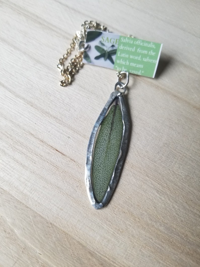 Sage Necklace, Pressed Flower Necklace, Terrarium Necklace, Herb ...
