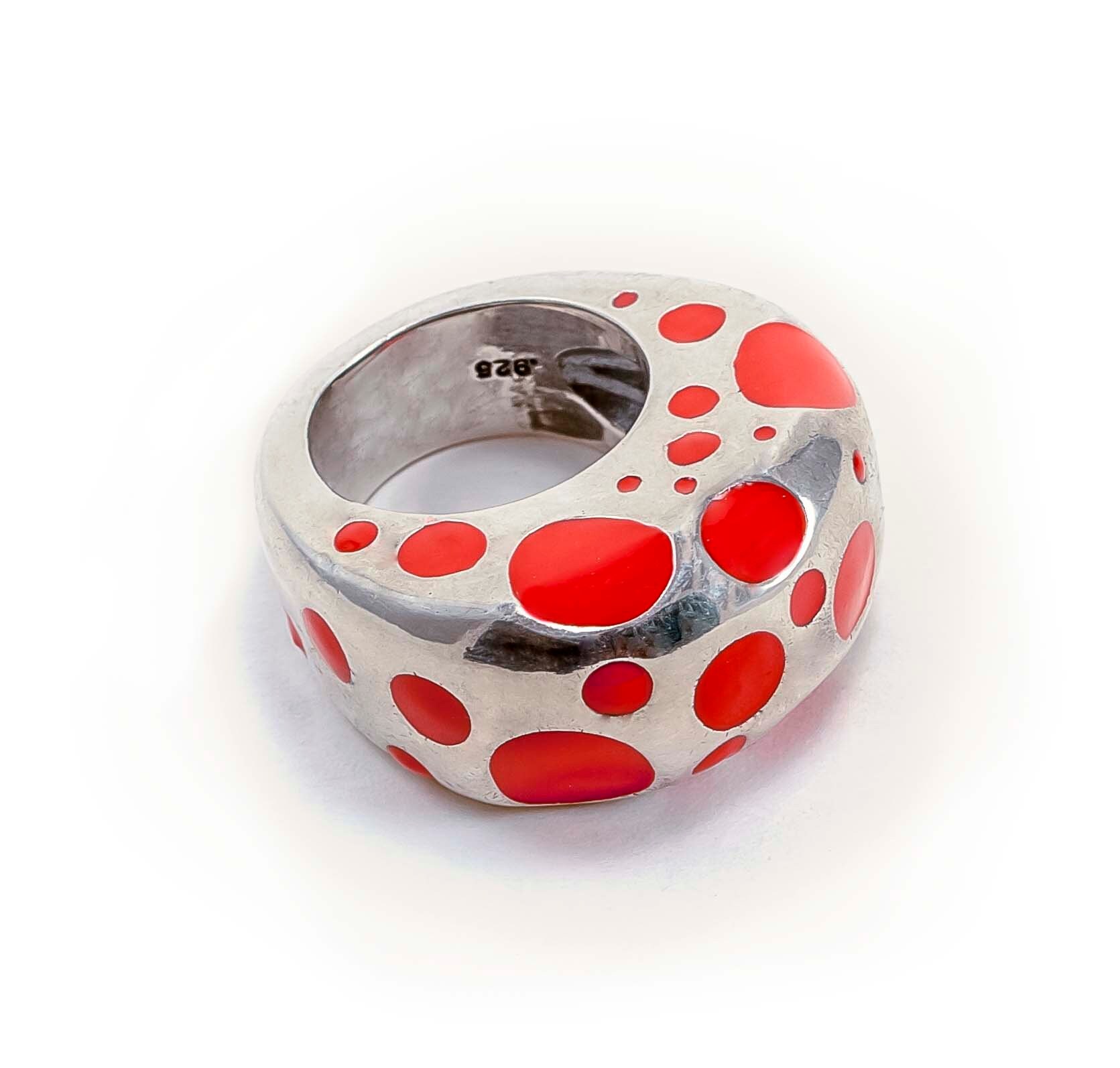 Silver Red Ring Brass Ring With Red Enamel One of a Kind - Etsy UK