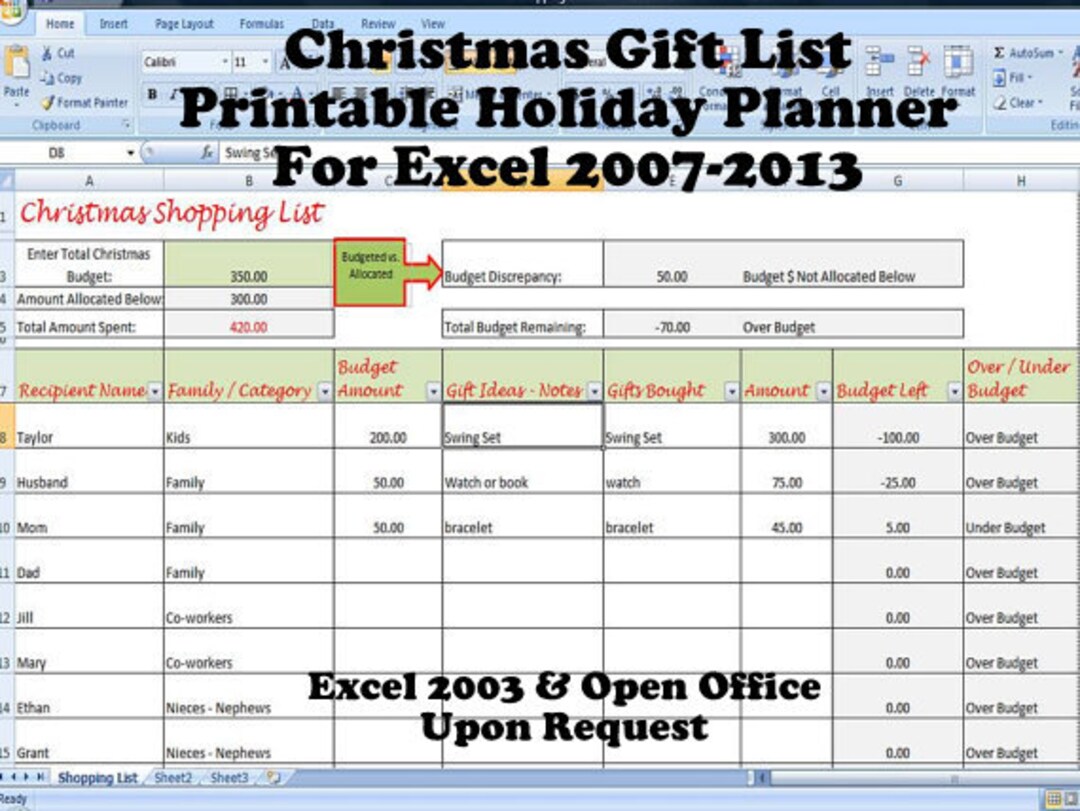 Christmas List, Printable Holiday Planner, Christmas Gift List ...