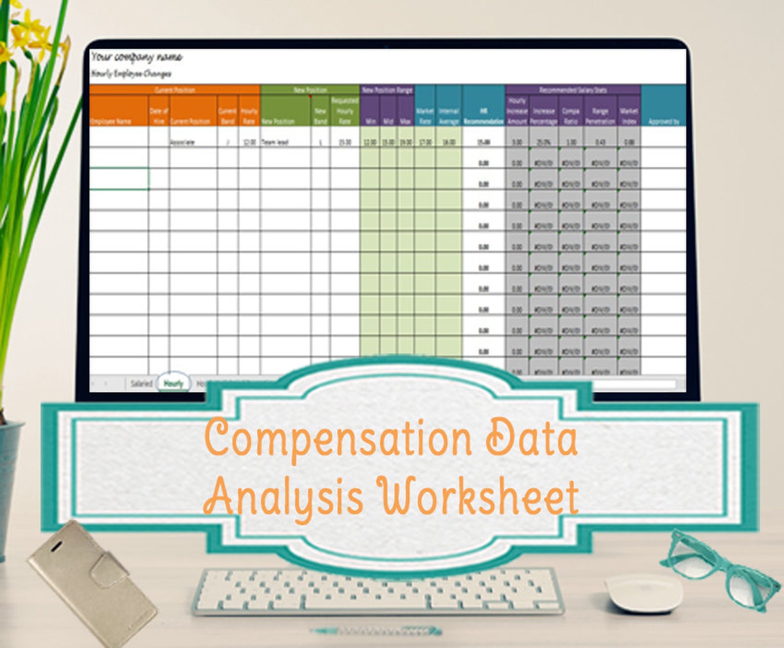 HR Compensation Data Analysis Worksheet, Salary Increase Guidelines ...