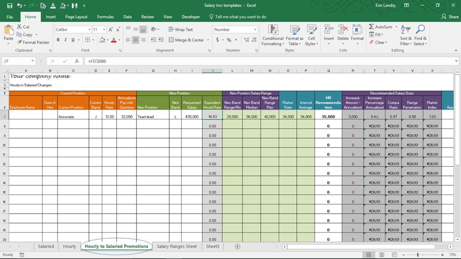 HR Compensation Data Analysis Worksheet, Salary Increase Guidelines ...