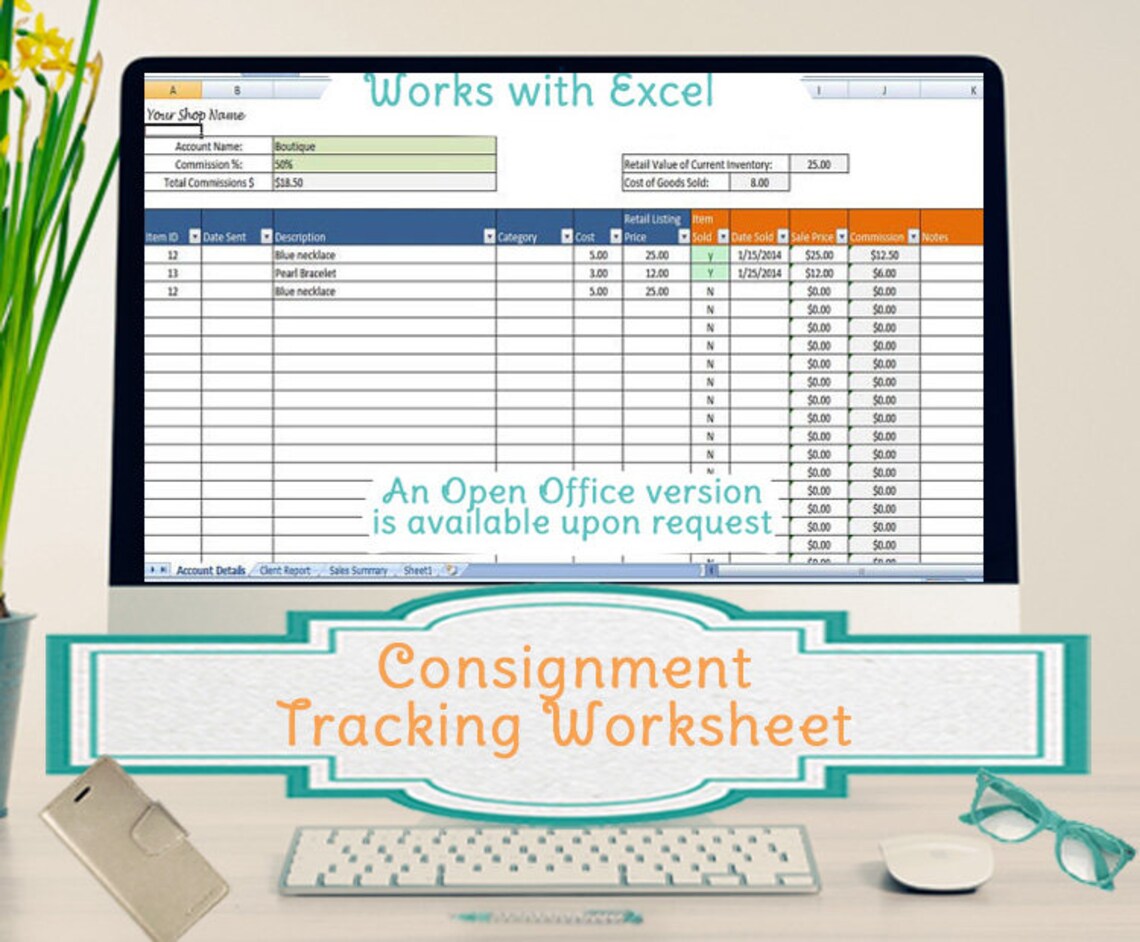 Simple Consignment Tracking Worksheet, Calculates Your Sales ...