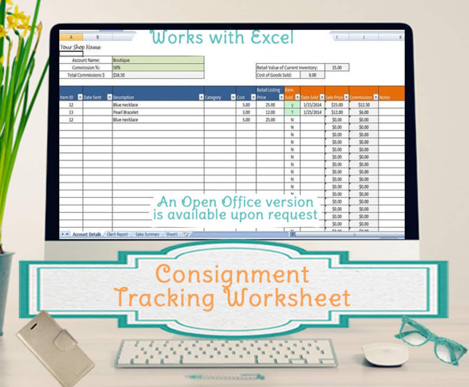 Simple Consignment Tracking Worksheet, Calculates Your Sales ...