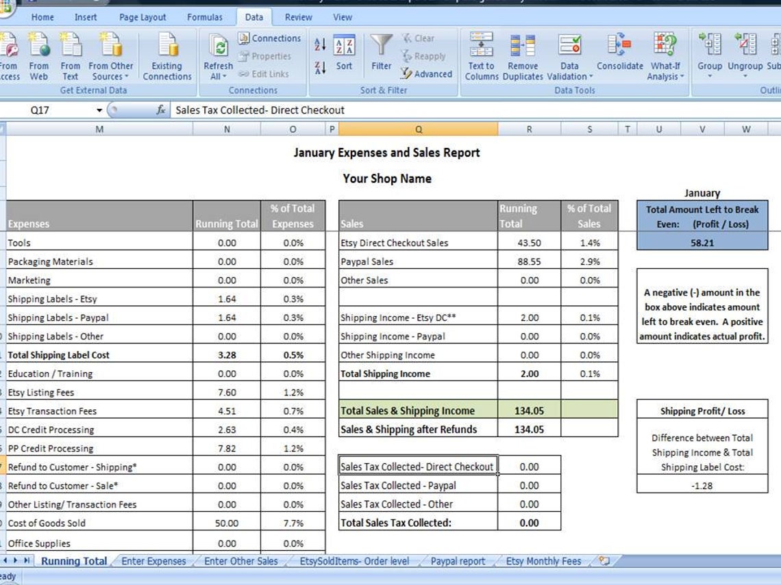 Monthly Sales and Expenses Spreadsheet - Summarizes Etsy & Paypal Csv's ...