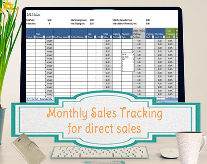Sales Template, Monthly Sales Tracking Template, Direct Sales Planner ...