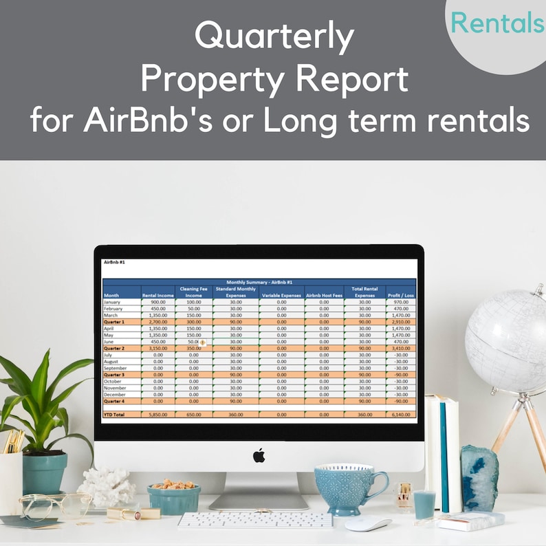 Rental Property Quarterly Report for Long Term Rentals or Airbnb ...