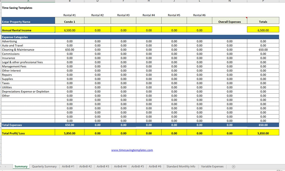 Rental Property Quarterly Report for Long Term Rentals or Airbnb ...