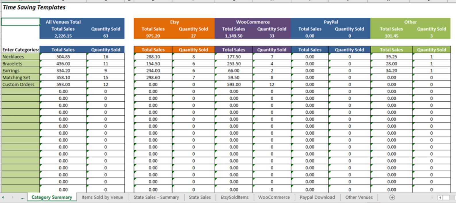 Sales Tracker, Small Business Spreadsheet - Etsy