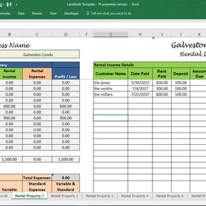 Landlords Spreadsheet Template, Rent and Expenses Spreadsheet, Short ...