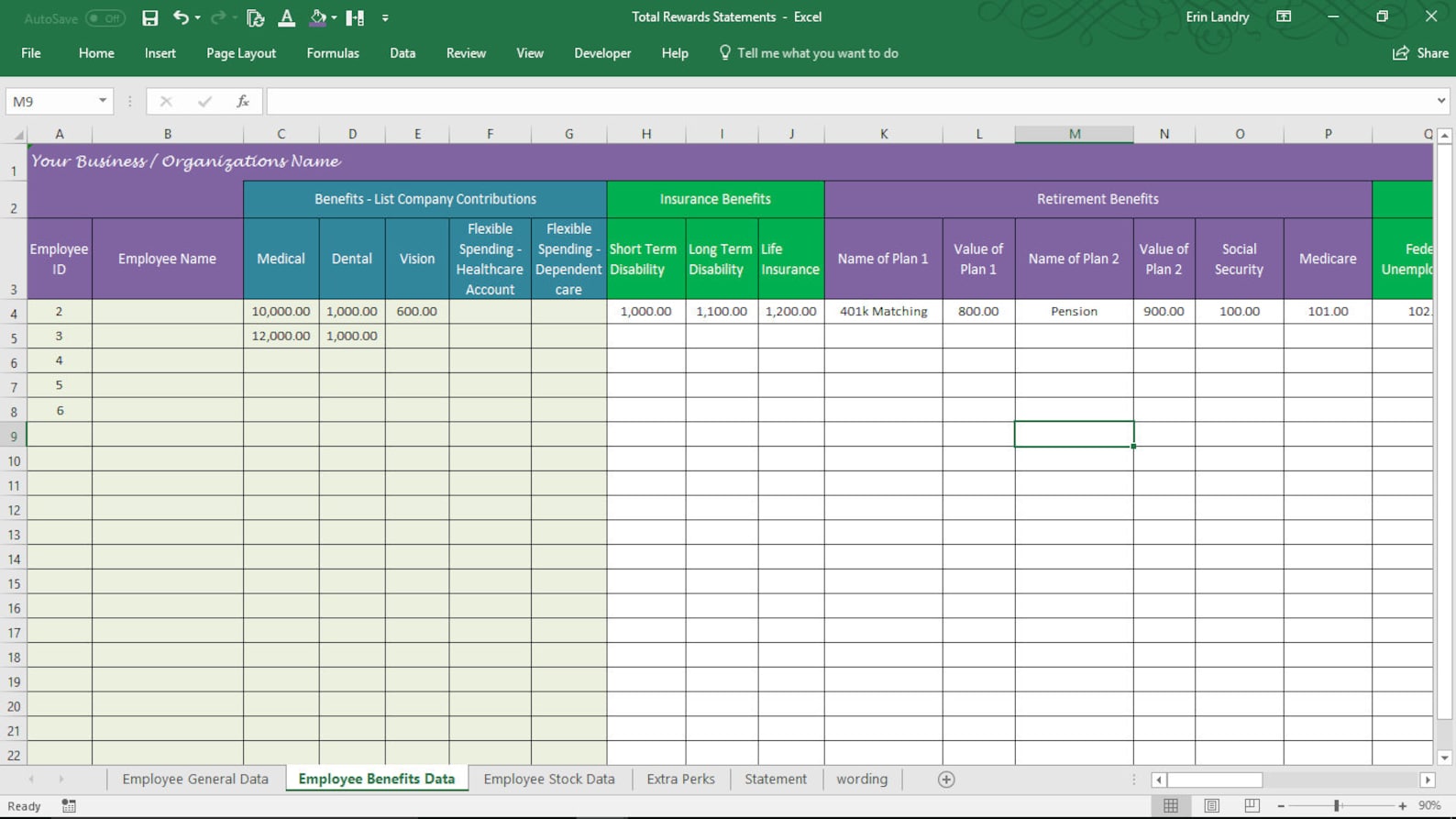 Employee Compensation and Benefits Template, Total Rewards Statements ...