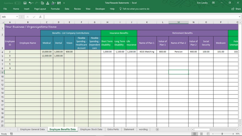 Employee Compensation and Benefits Template, Total Rewards Statements ...