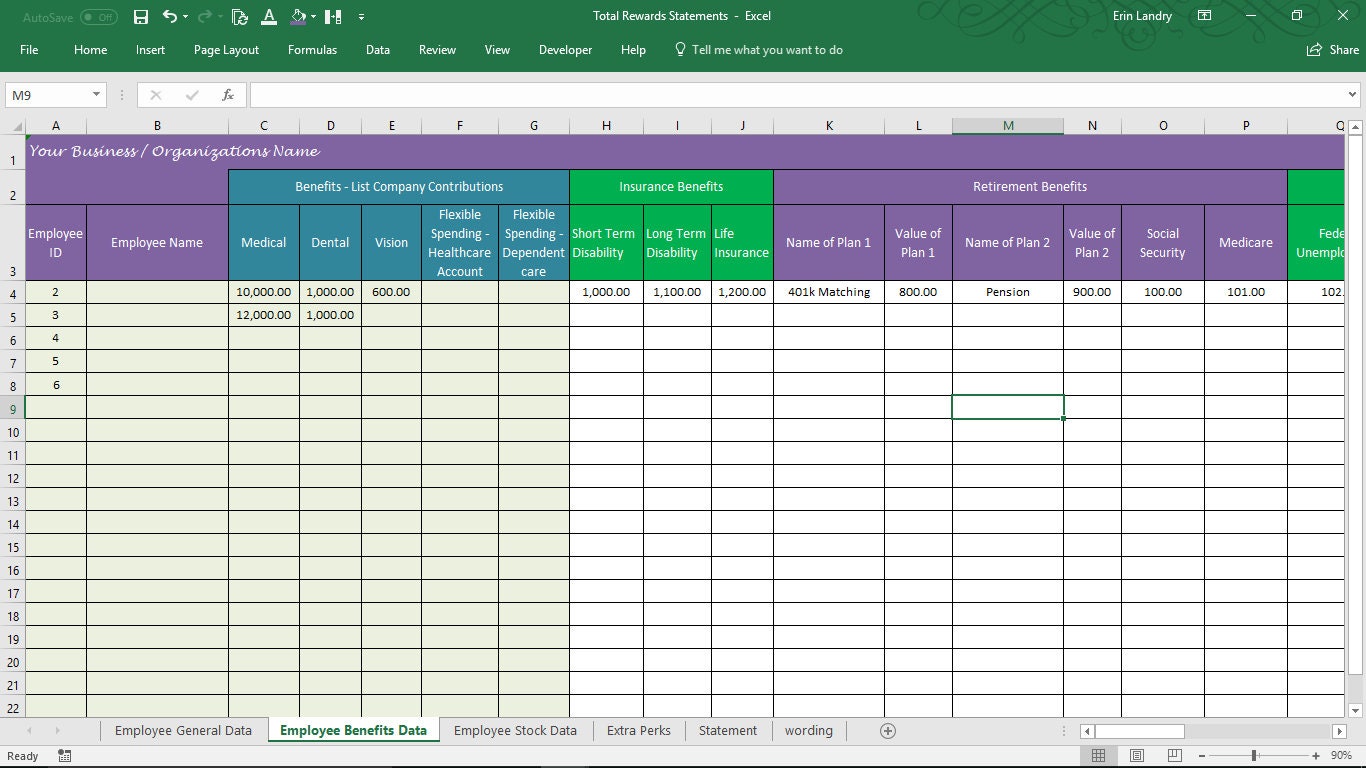 Employee Compensation and Benefits Template, Total Rewards Statements ...